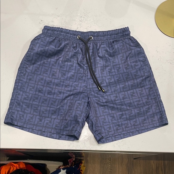 Fendi | Swim | Fendi Mens Patterned Swim Trunks In Blue | Poshmark